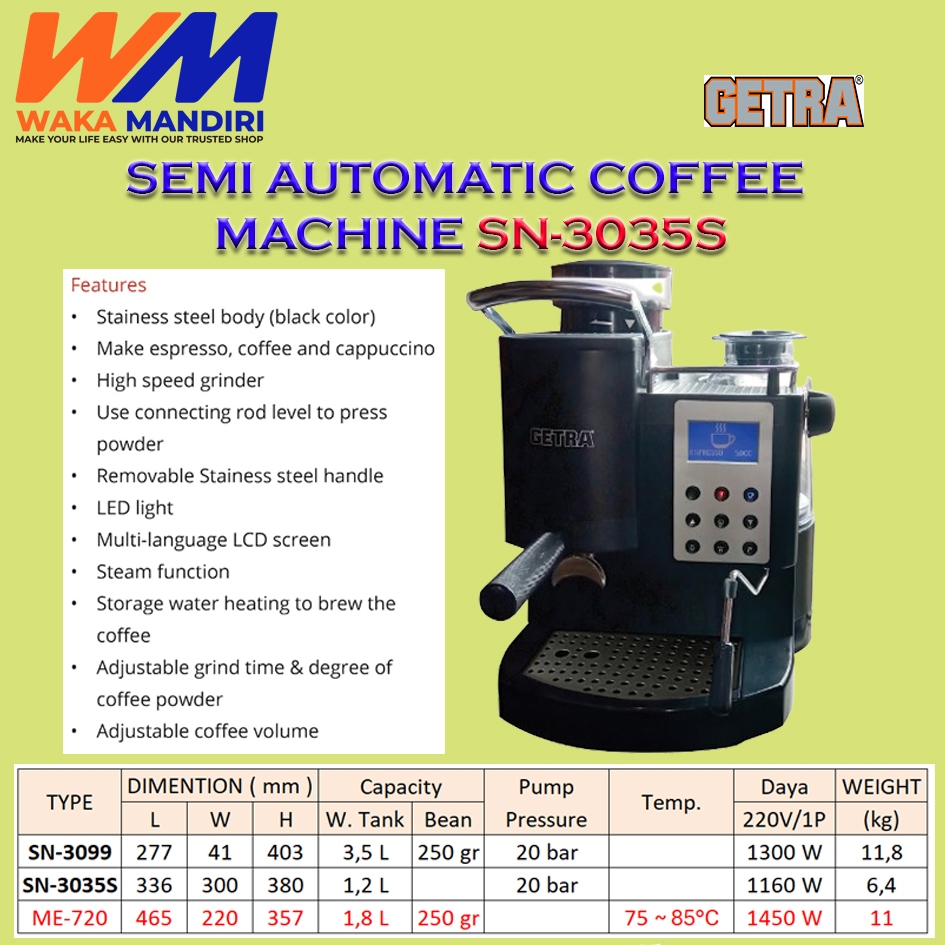 Jual SN-3035S COFFEE MACHINE GETRA - MESIN PEMBUAT KOPI SEMI OTOMATIS ...