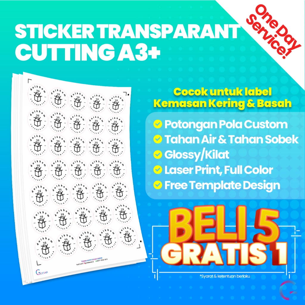 Jual Sticker Transparant (ANTI AIR) POTONG PERSEGI / CUSTOM | Cetak ...