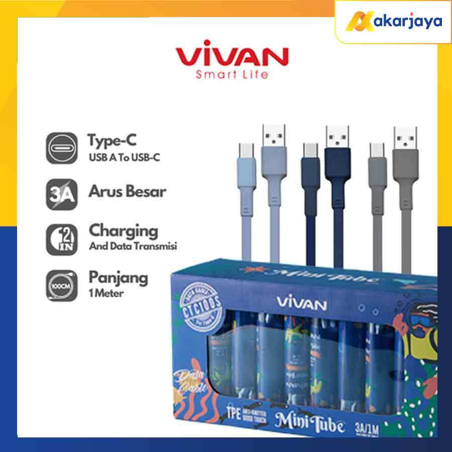 Jual VIVAN CTC100 Kabel Data Type C 3A Cable Data Tube 100cm | Shopee Indonesia