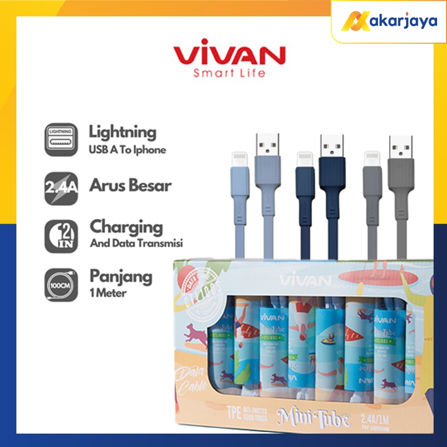 Jual Vivan CTL100 Kabel Data Lightning iPhone 2,4A Cable Charger Tube ...