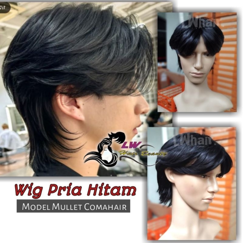 Jual Wig Cowo Korea Gaya Rambut Mullet Comahair Hitam Model Terbaru ...