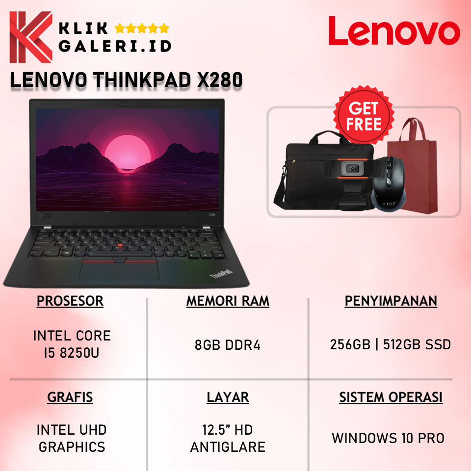 Jual Laptop Lenovo Thinkpad X280 Intel Core i5 RAM 8GB SSD 512GB Layar ...