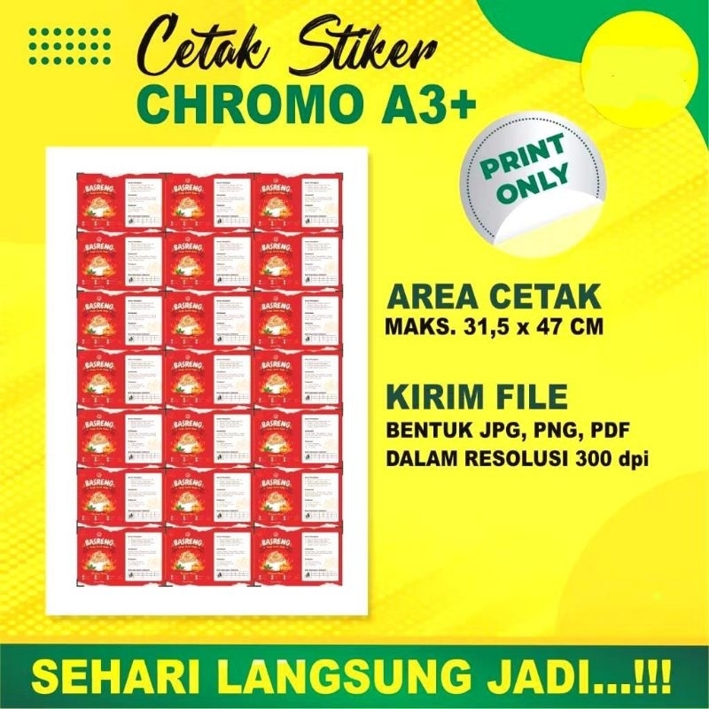 Jual Cetak Sticker Label Kemasan logo ukuran kertas A3+cromo glossy ...