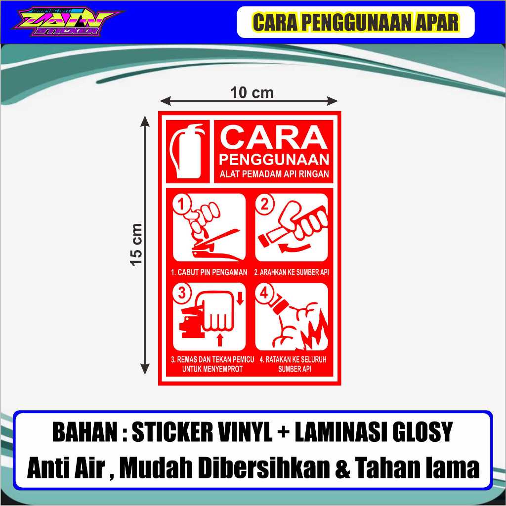 Jual stiker cara peenggunaan alat pemadam api ringan / APAR | Shopee ...