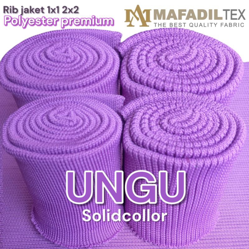 Jual Kain Rib/bur rajut 1x1 babat 2x2 warna ungu polos polyester ...