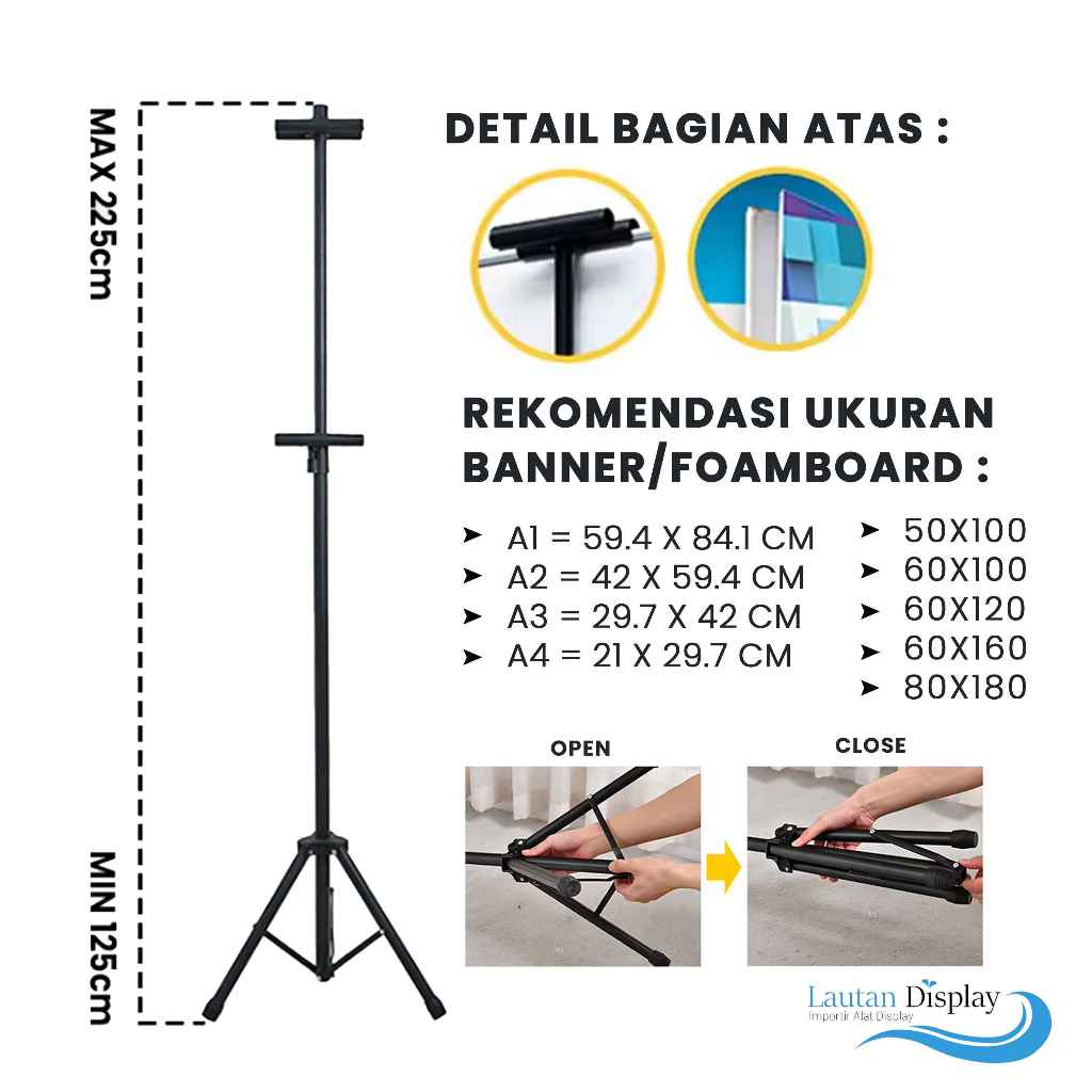 Jual Tripod Standing Banner 2 Sisi Dudukan Display Signage Stand T ...