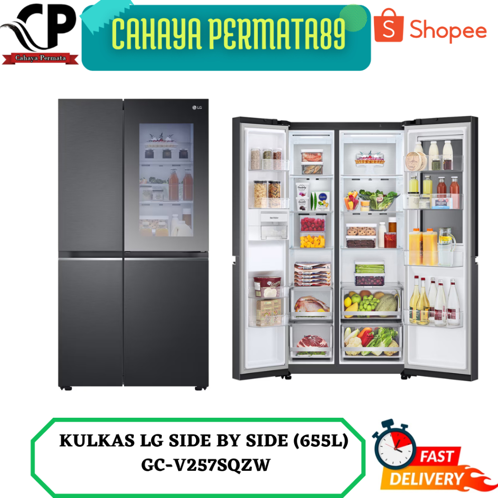 Jual LG GC-V257SQZW - KULKAS LG SIDE BY SIDE INSTANVIEW INVERTER 655 Liter - GC-V257SQZW ...