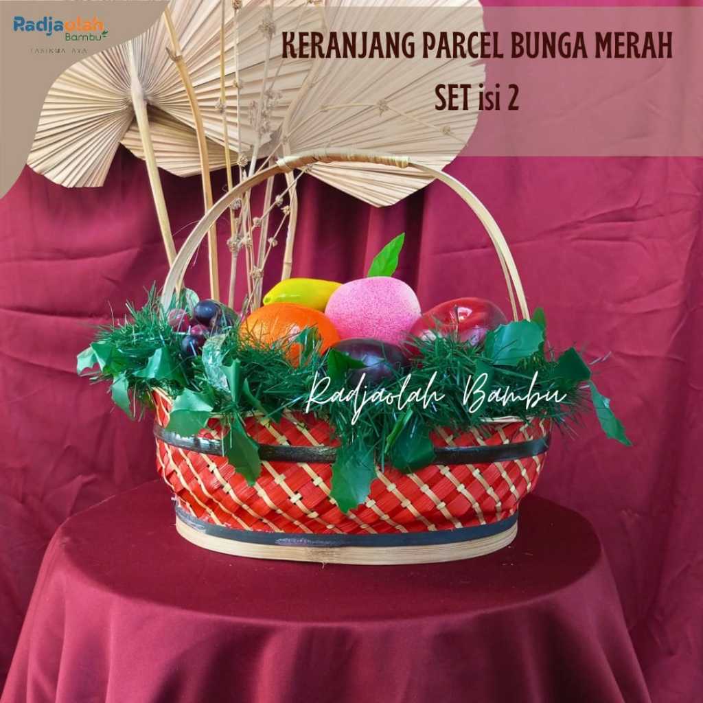 Jual Keranjang Parcel Bahan Bambu SET Isi 2 Model Bunga/ Keranjang Buah ...