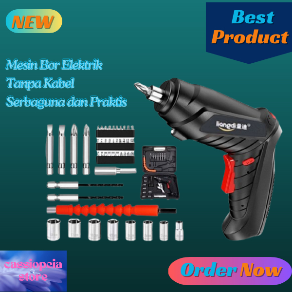Jual Mesin Alat Bor Obeng Cordless Mini Full Set Hand Tool Kit Elektrik ...