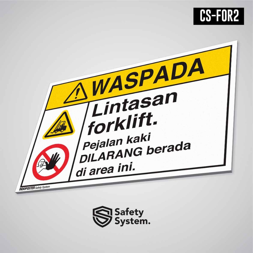 Jual Safety Sign Rambu K3 PVC ANSI Waspada Lintasan Forklift | Shopee ...