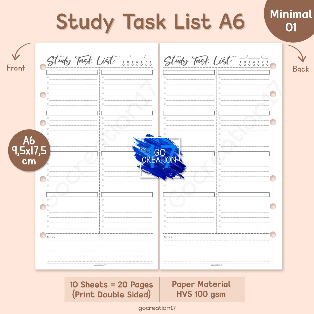 Jual Buku Planner Refill Kertas Isi Binder Study Task List Daftar ...