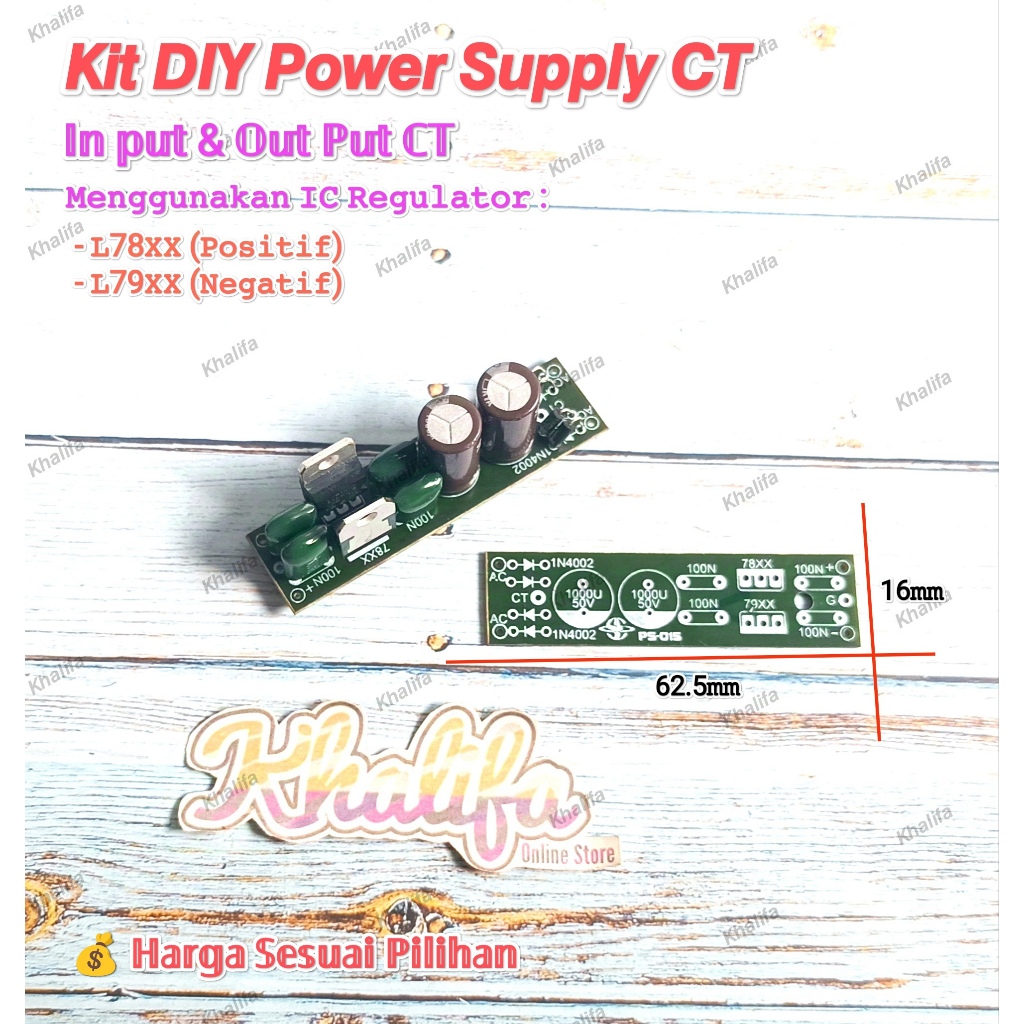 Jual Kit Power Supply Simetris DC 12V atau 15V CT Regulator Regulated ...