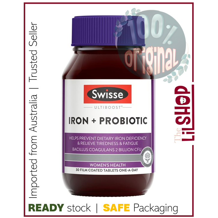Jual Swisse Iron + Probiotic 30 Tablets - 100% ORIGINAL from AUSTRALIA ...