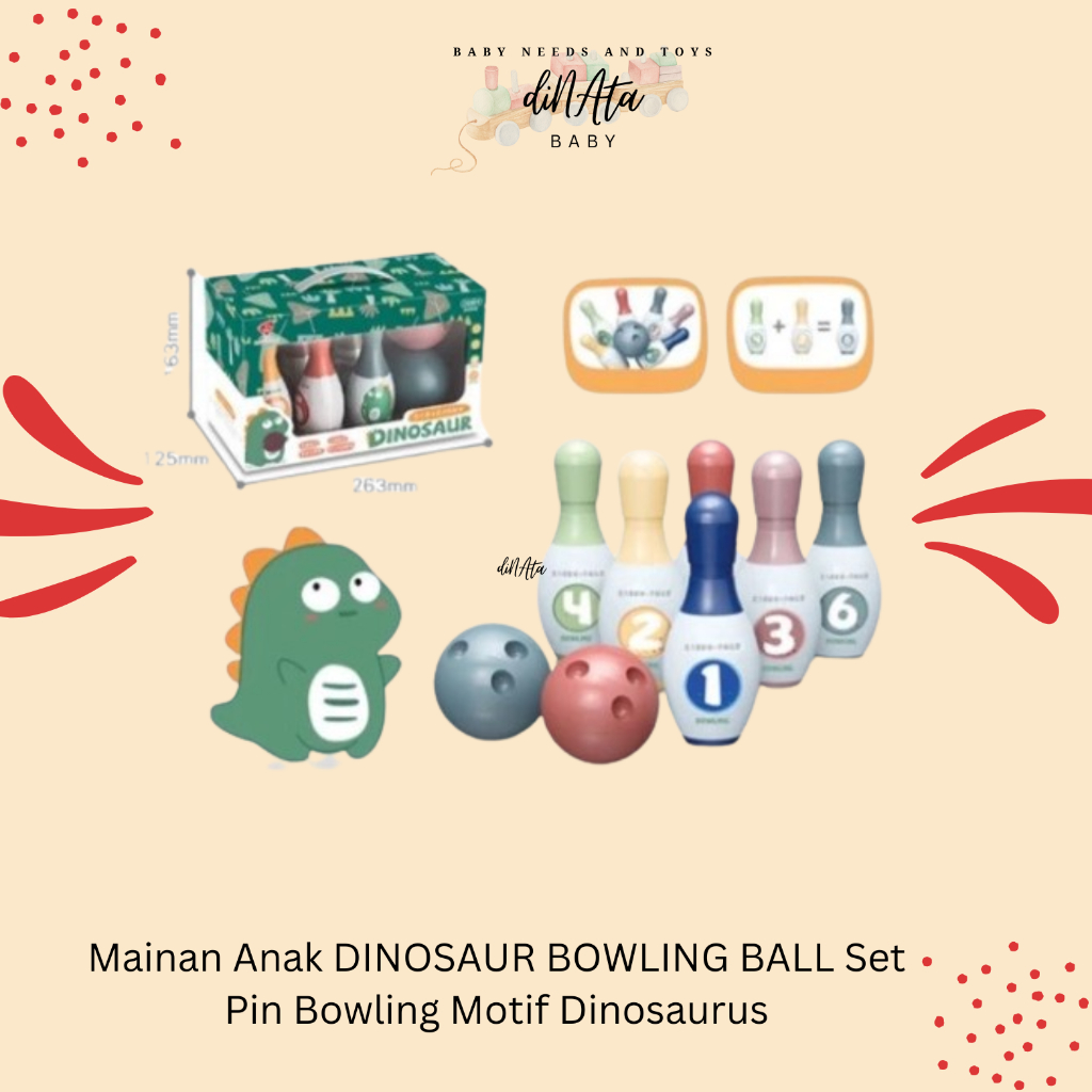 Jual [ DINATA Baby ] - Mainan Anak DINOSAUR BOWLING BALL Set Pin ...