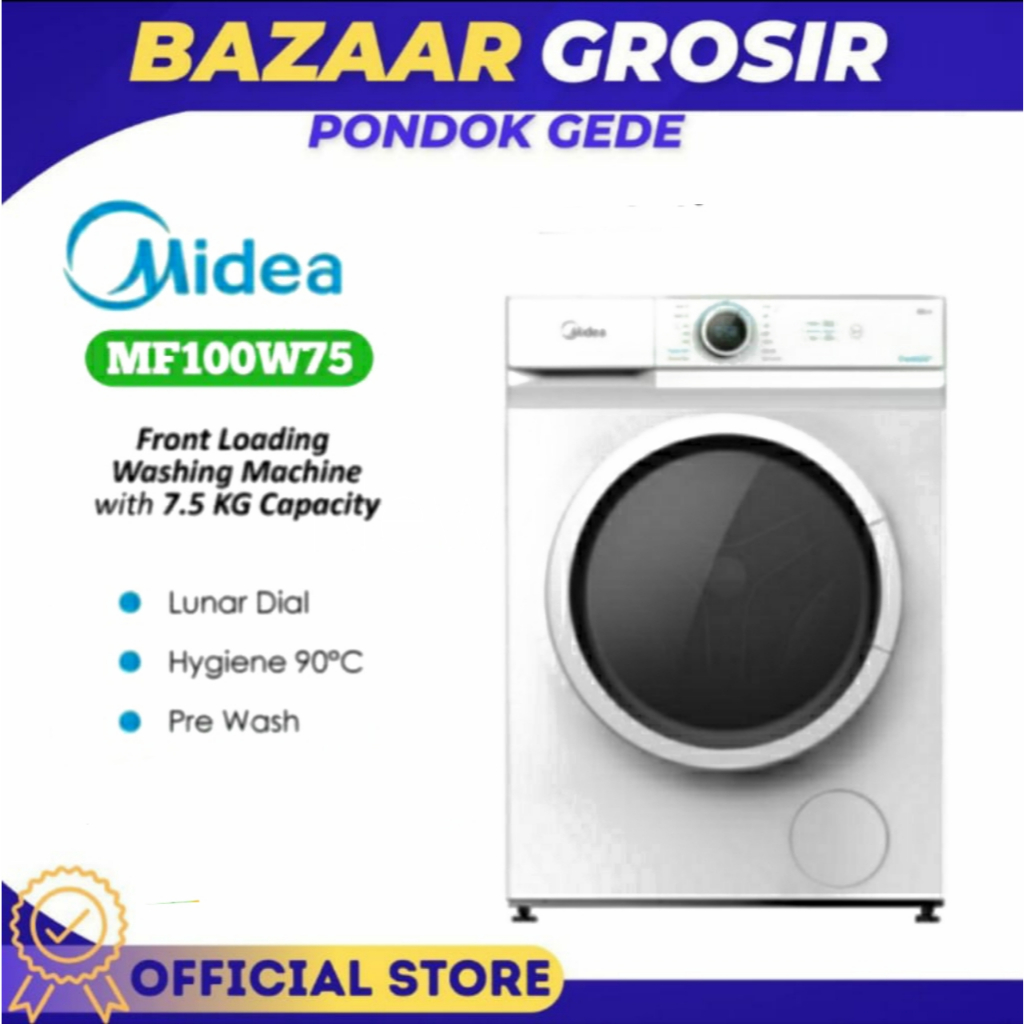 Jual MESIN CUCI MIDEA FRONT LOADING MF100W75 KAPASITAS 7.5KG | Shopee Indonesia