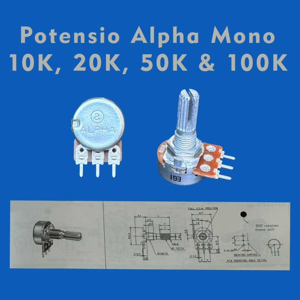 Jual POTENSIO MONO ALPHA 10K 20K 50K 100K | Shopee Indonesia