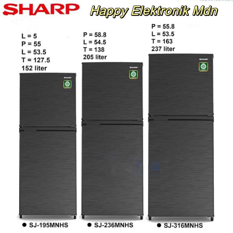 Jual Kulkas Sharp 2 Pintu SJ 236MN HS Sharp Kulkas Low watt Kulkas ...