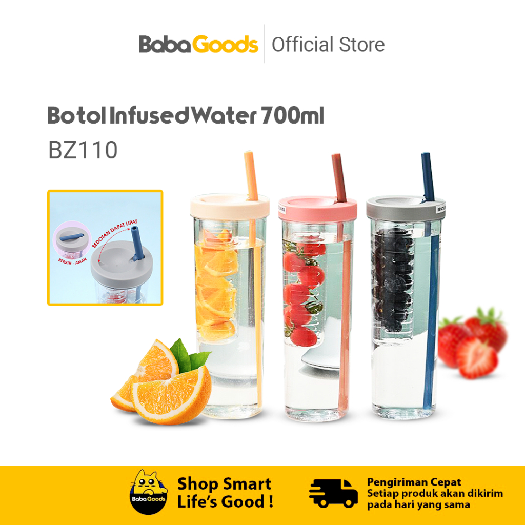 Jual Botol Minum Aesthetic Infuser Plastik Mug Tumbler Sedotan Anti Tumpah Breeze BZ110 | Shopee ...