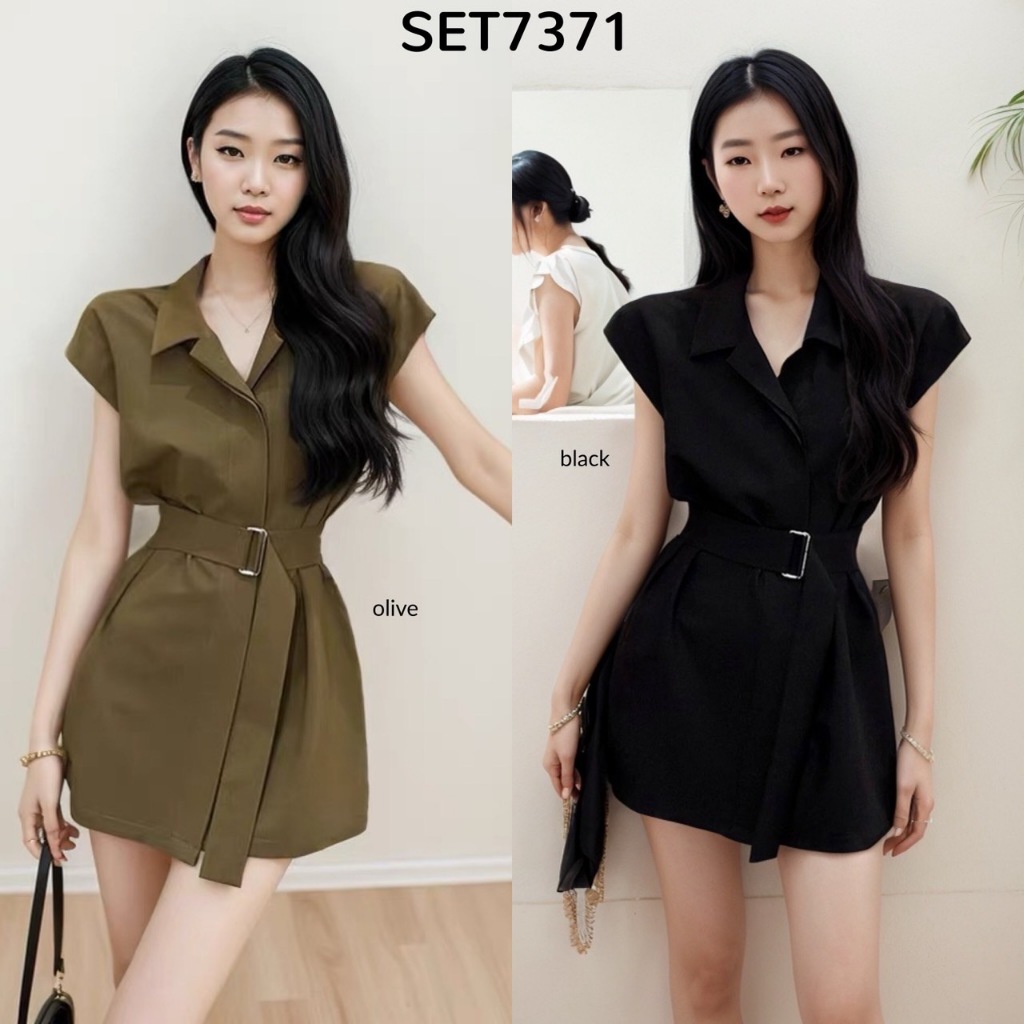 Jual [FG] Renata Long Shirt w/ Shorts + Belt Set SET7371 | Shopee Indonesia