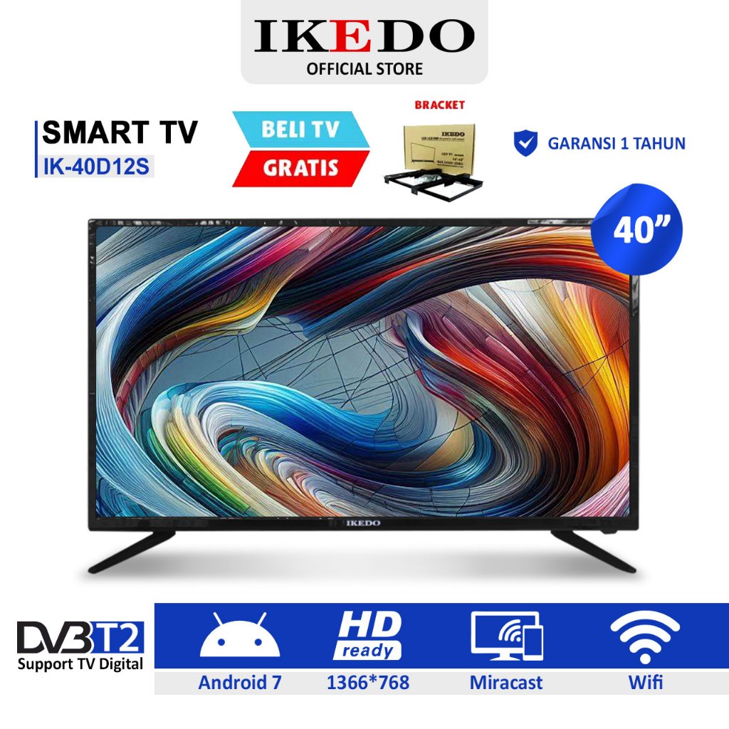 Jual IKEDO TV LED SMART 40 INCH ANDROID TV IK-40D12S FULL HD DISPLAY ...