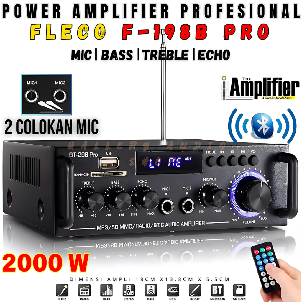 Jual Power Amplifier Stereo Bluetooth FLECO BT-198B PRO 2000W ...
