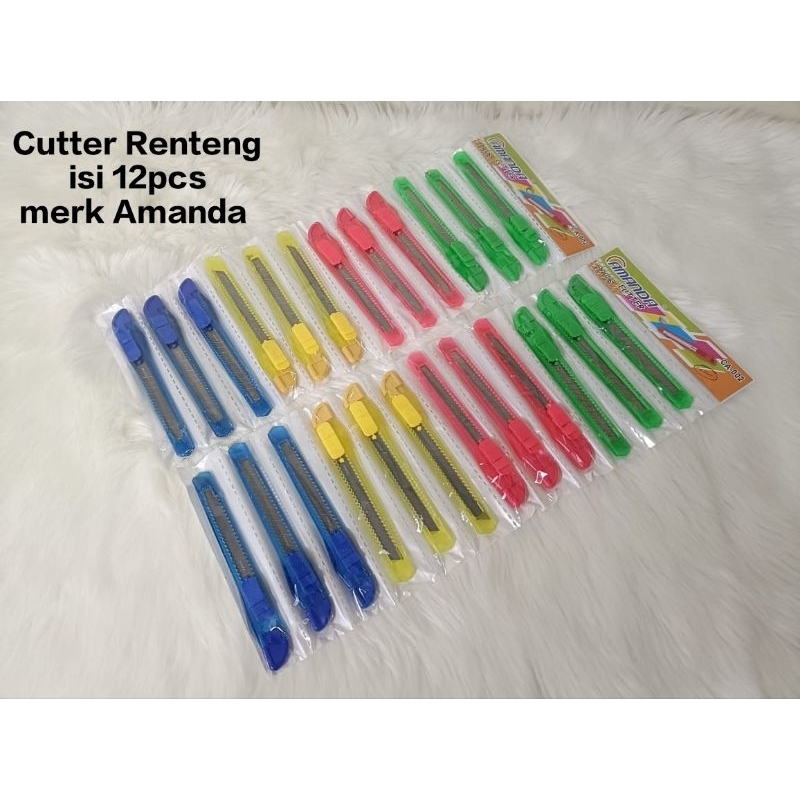 Jual PISAU / KNIFE / CUTTER RENTENG TRANSPARAN KECIL ISI 12 PCS ...
