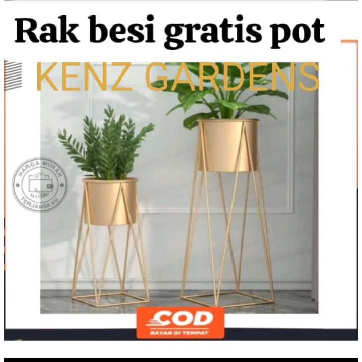 Jual Pot Bunga Besi 1 SET DENGAN POT/1 SET ISI 2 Standing Pot ALas ...
