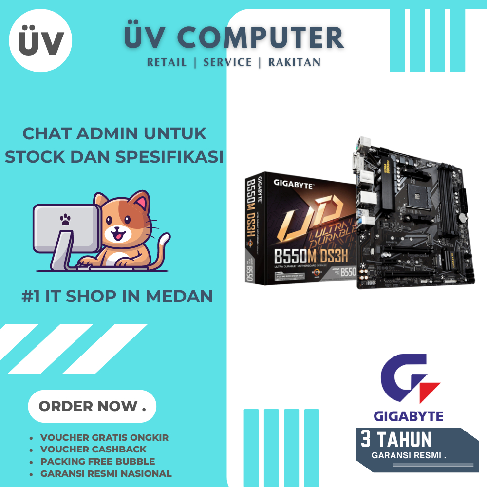 Jual Motherboard Mobo Gigabyte B550M DS3H | DDR4 | AMD AM4 | Micro M ...
