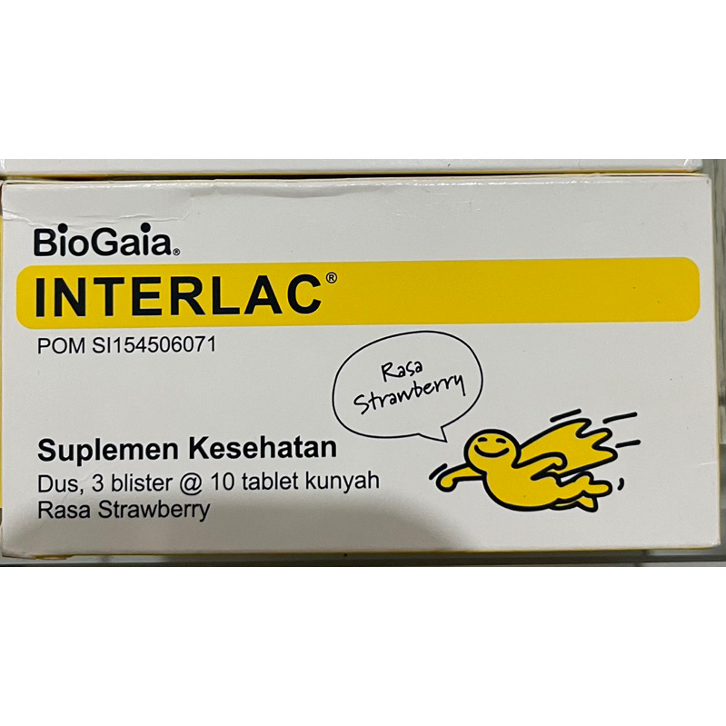 Jual BioGaia Interlac Probiotik Tablet Kunyah Strawberry 30 tablet ...