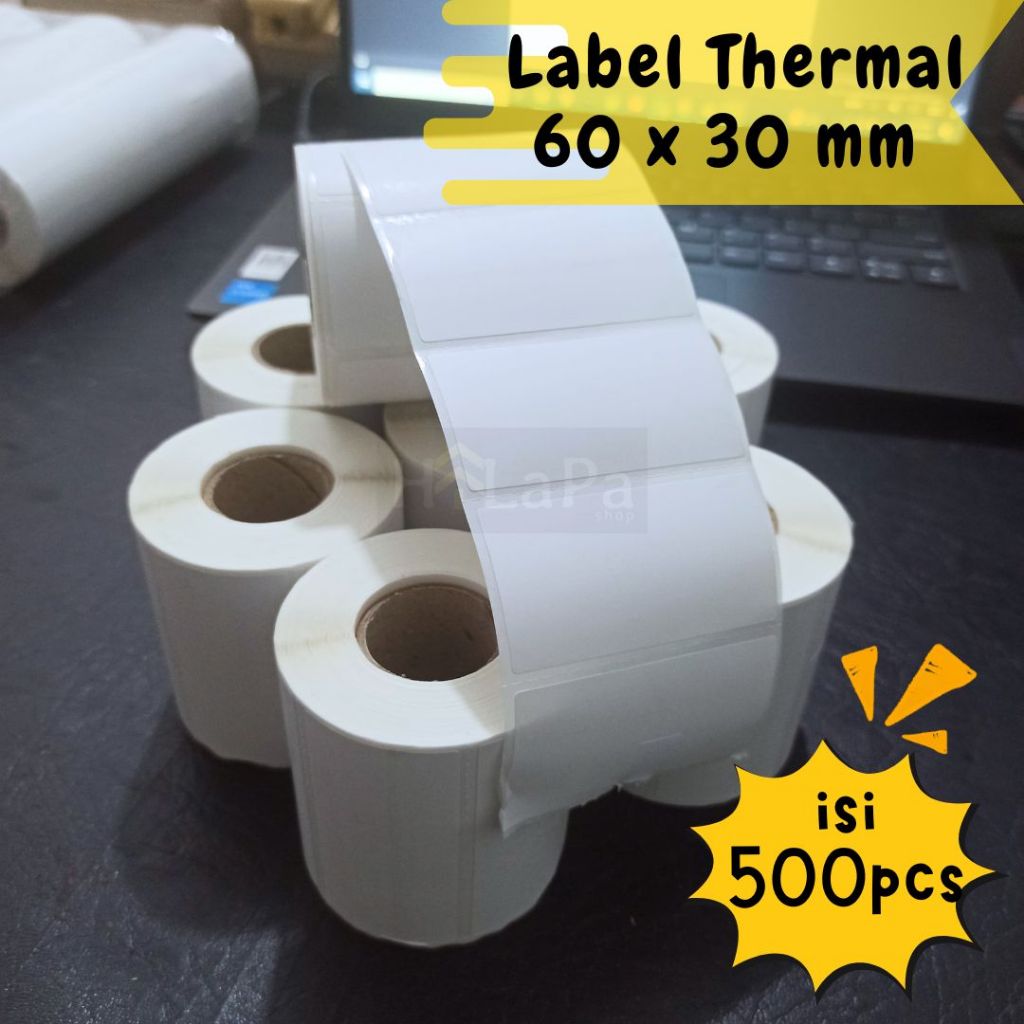 Jual Stiker Label Thermal 60x30 Kertas Sticker Barcode 60 x 30 mm isi 500 pcs | Shopee Indonesia