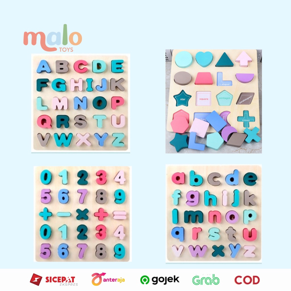 Jual Harga OHYE Chunky Puzzle Kayu Alphabet Macaron Capital Letters ...