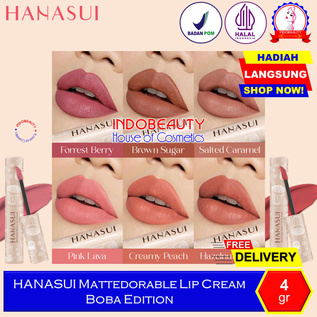 Jual HANASUI Mattedorable Lip Cream Boba Edition 4 gr Velvet Matte ...