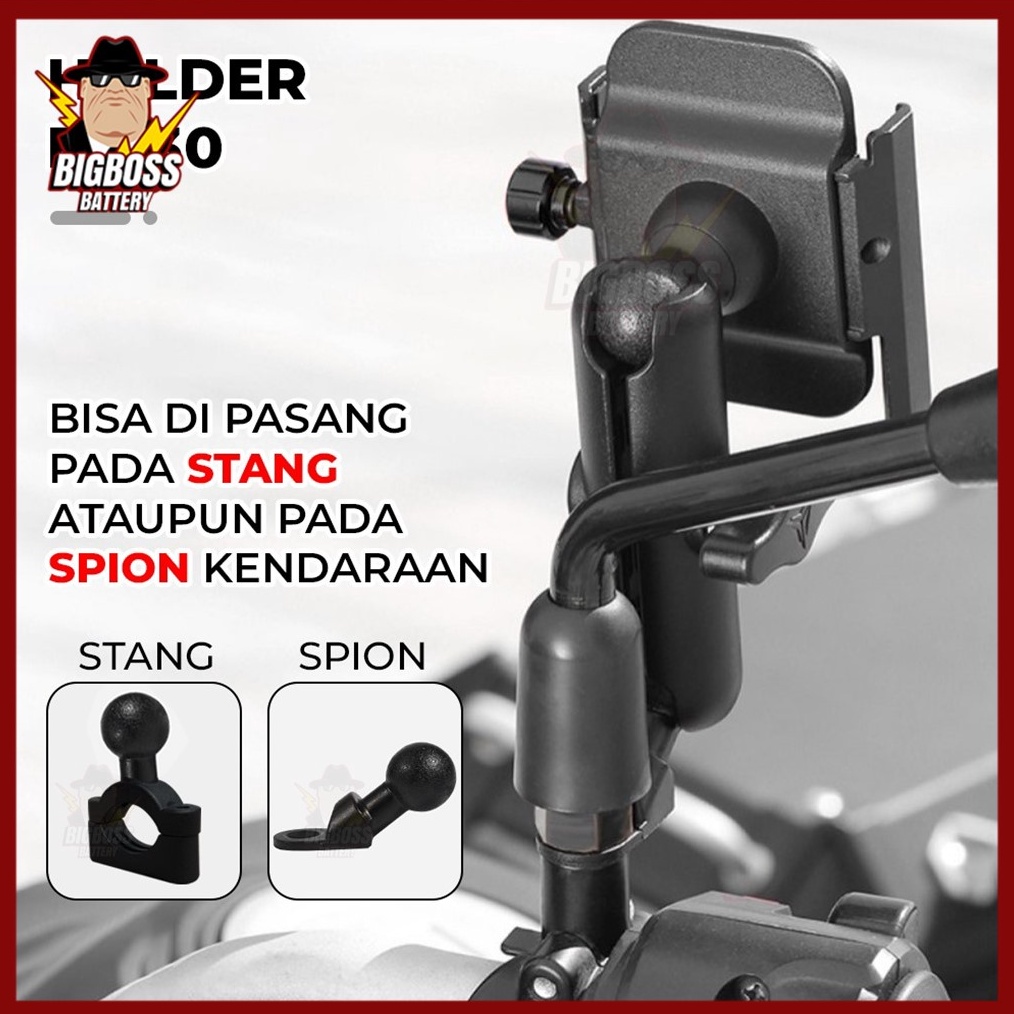 Jual Holder Hp Motor Full Besi Spion Stang Phone Stand Dudukan Handphone 36 Derajat Penyangga ...
