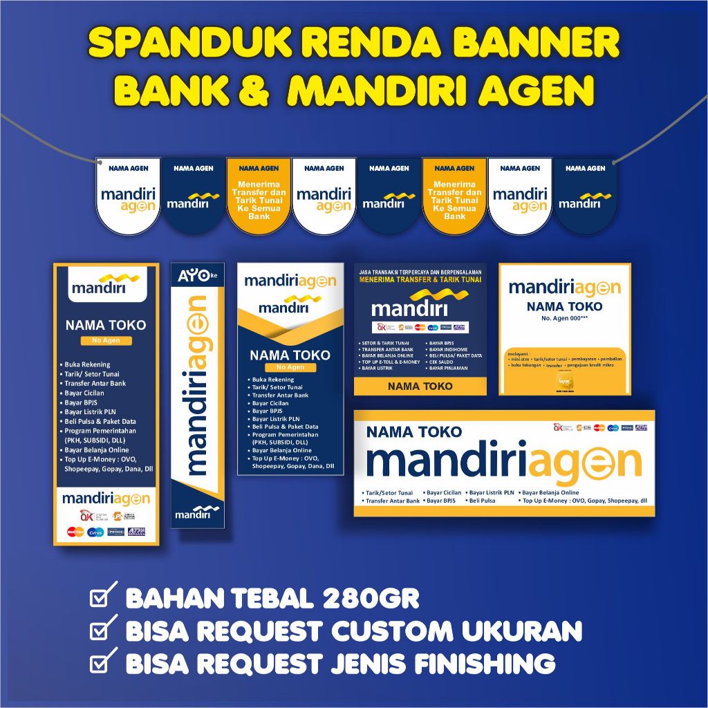 Jual SPANDUK BANNER BANER AGEN MANDIRI SPANDUK BANNER RENDA AGEN MANDIRI | Shopee Indonesia