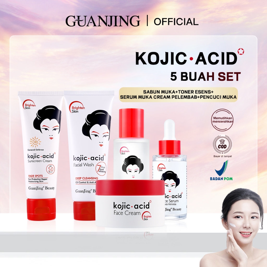 Jual GUANJING Kojic Acid 5 in 1 Brighting Guanjing Skincare Paket ...
