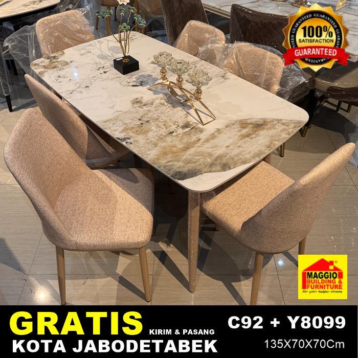 Jual MEJA MAKAN MARMER 4 KURSI - DINING TABLE MARMER - DT921-Y8099 ...