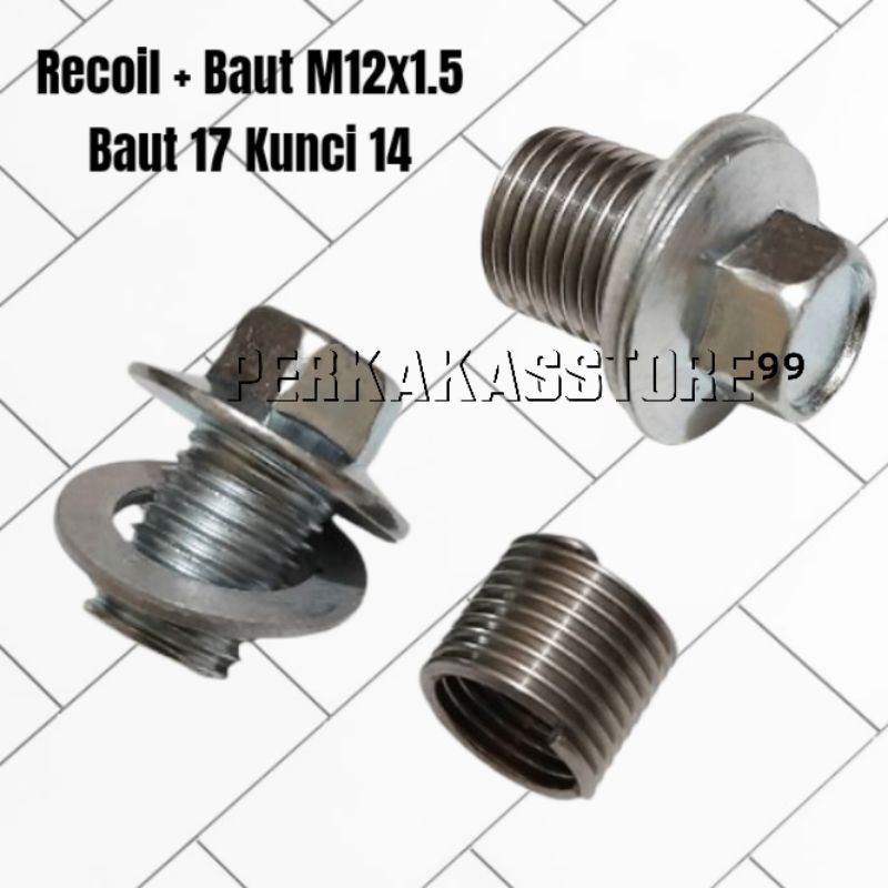 Jual Recoil Set Baut Oli Honda Yamaha M12x1.5 Drat Baut 17 Kunci 14 ...