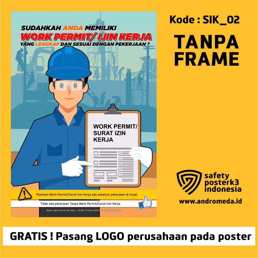 Jual Safety Poster Slogan K3 HSSE Pastikan Memiliki Surat Izin Kerja ...