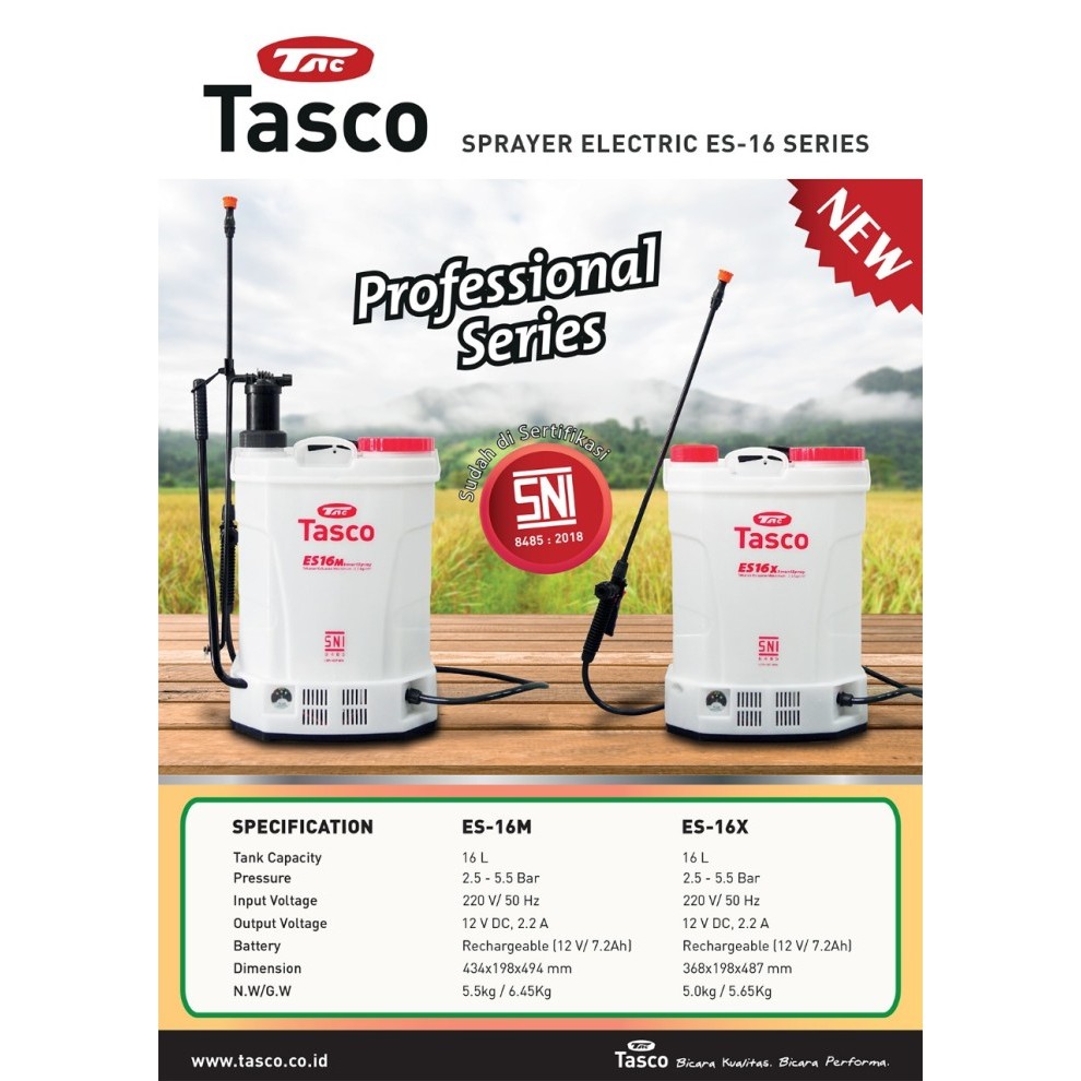 Jual ALAT SEMPROT HAMA PESTISIDA SPRAYER ELEKTRIK BATERAI TASCO ES 16 X ...