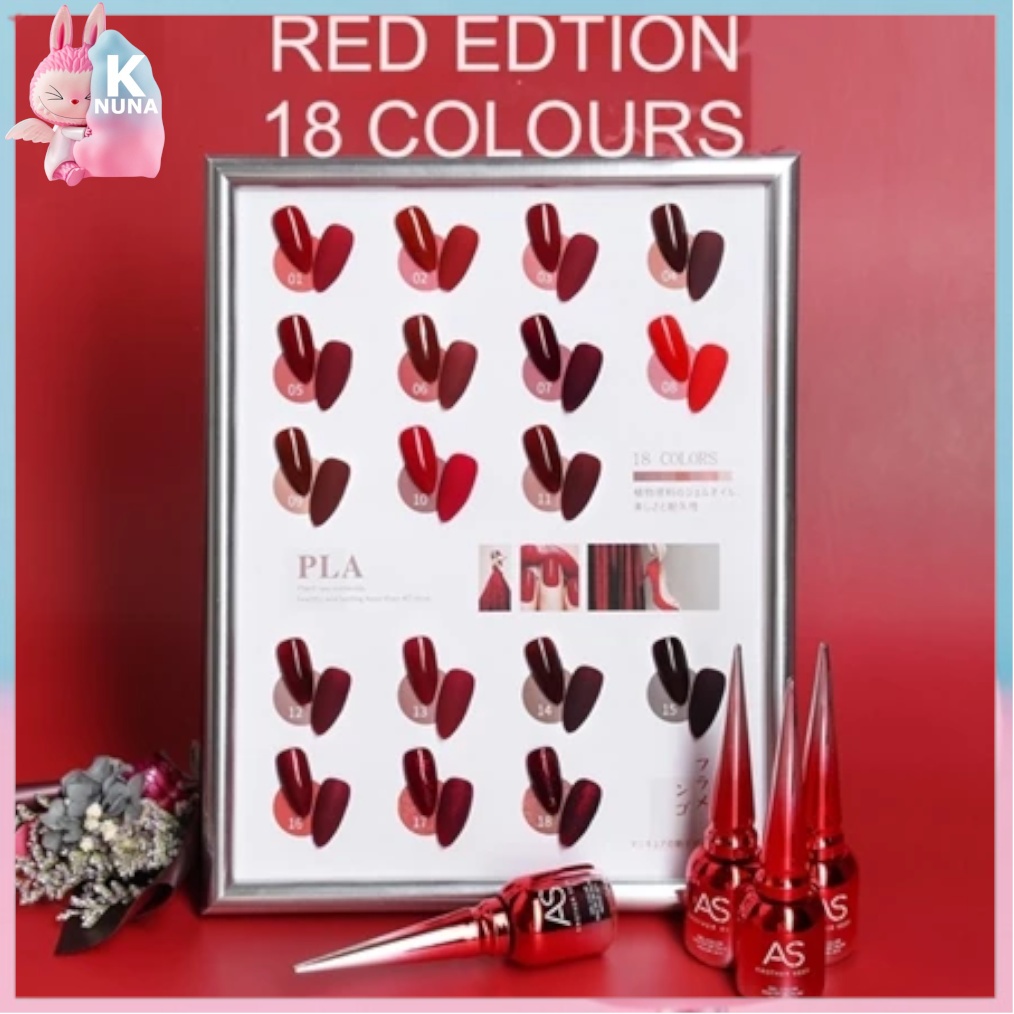 Jual AS Red Edition Nail Gel Polish PLA Series Warna RED MAROON Kutek ...