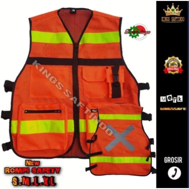 Jual SAFETY VEST JARING 6 KANTONG ORANGE/ROMPI PROYEK | Shopee Indonesia