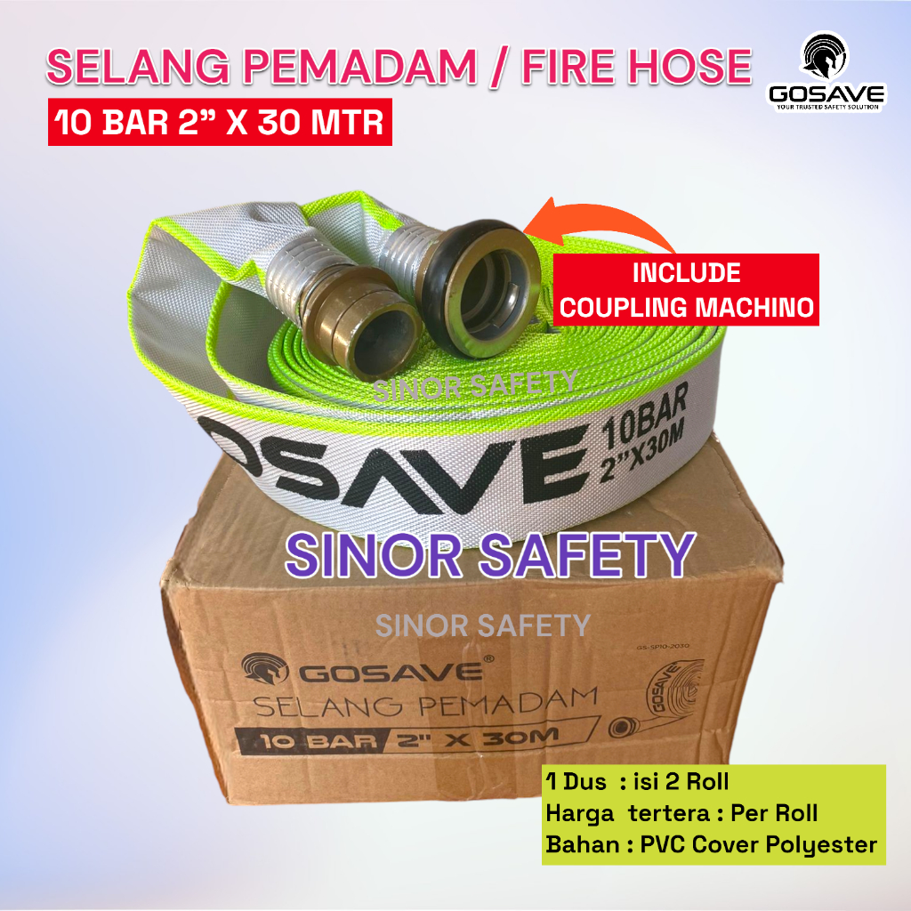 Jual Selang Hydrant Gosave Pemadam 10 Bar 2 x 30 Mtr Coupling Machino ...