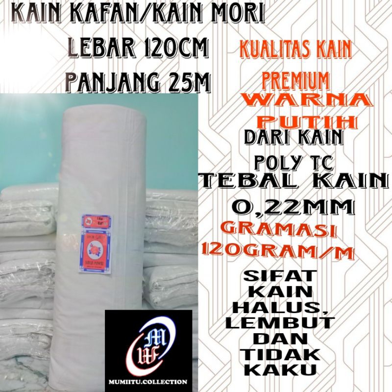 Jual KAIN KAFAN MORI LEBAR 120CM PANJANG 25M HARGA TERMURAH ( CAP MAWAR ...