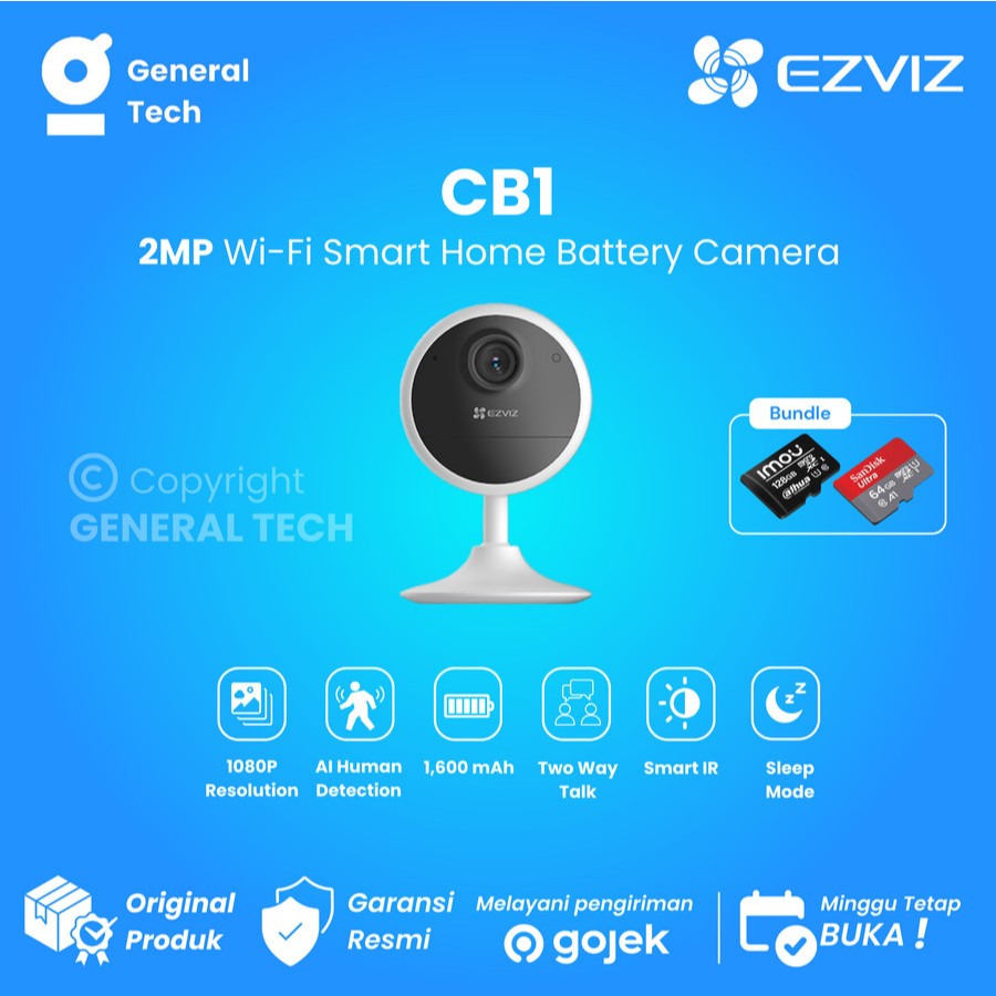 Jual CB1 2MP Ezviz 1080P USB TYPE-C Audio Smart Battery Iindoor WIFI ...