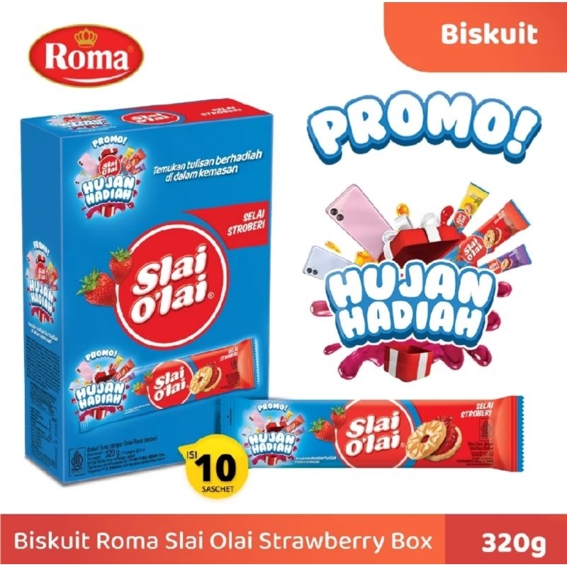 Jual Roma Biskuit Slai O'lai Strawberry 320g (10 Sachet @32g) | Shopee Indonesia