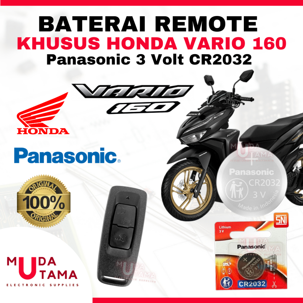 Jual Baterai Remote HONDA VARIO 160 - ORIGINAL PANASONIC CR2032 ...