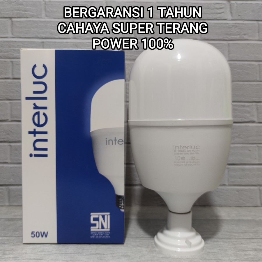 Jual INTERLUC LED BULB 50W 50 WATT CAHAYA PUTIH SNI GARANSI 1 TAHUN ...