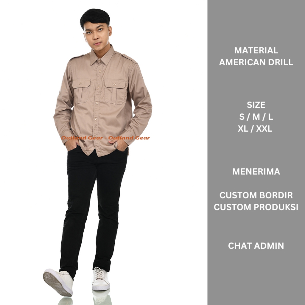 Jual Baju PDL Pria Lengan Panjang Kemeja Seragam Kerja Dinas Lapangan PDL PDH Khaki Bahan ...