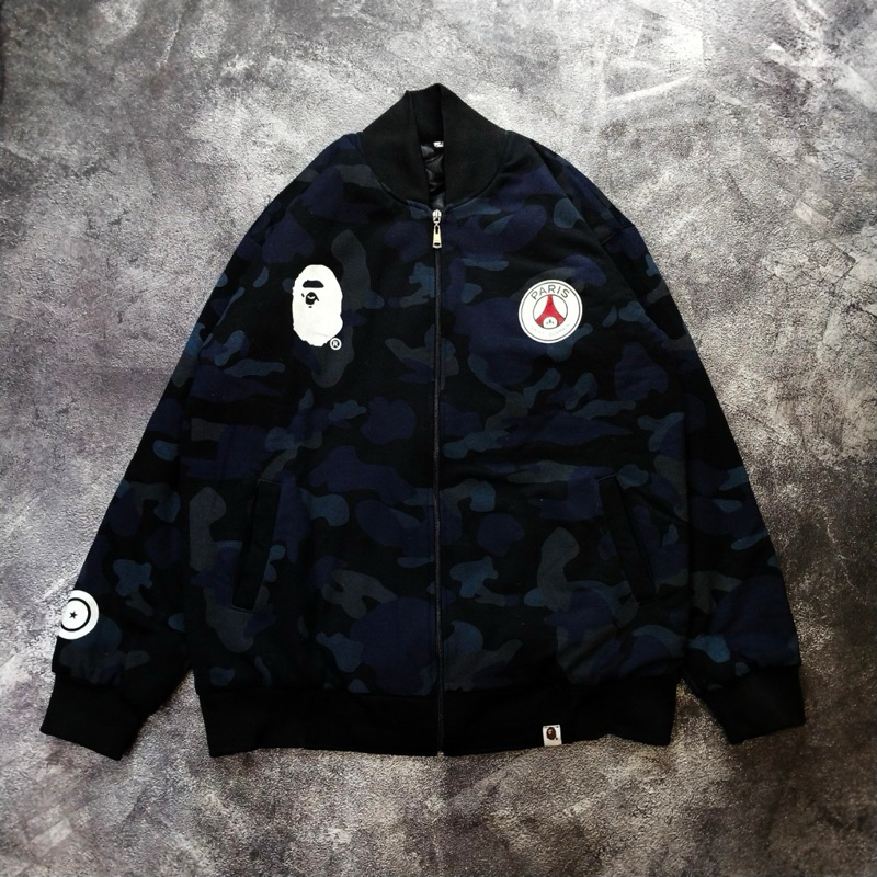Jual Bape Psg - Jacket Varsity Zipper Bape Psg Camo Full Tag And Label ...