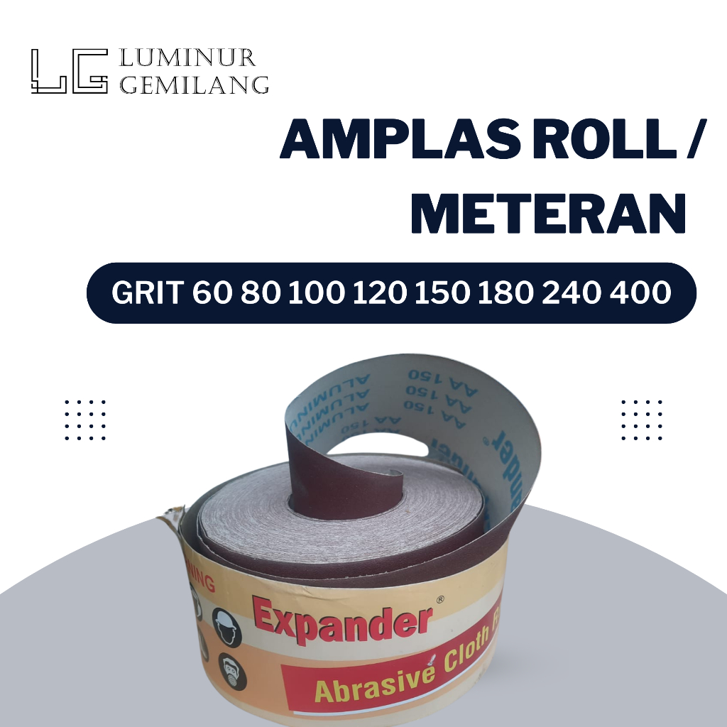 Jual Amplas Roll Meteran Grit Grid Kasar 60, 80 100 120 150 180 240 400 ...